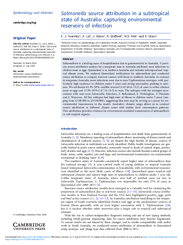 (PDF) Salmonella source attribution in a subtropical state of Australia ...