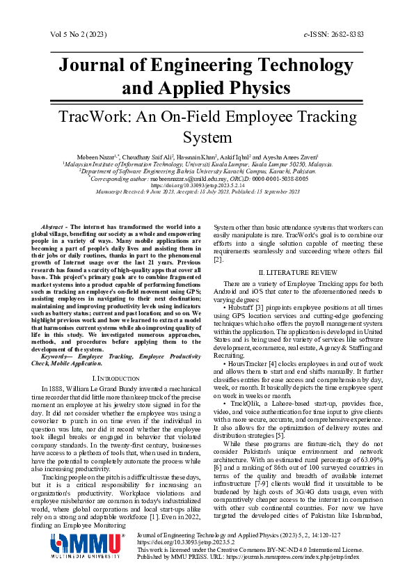 (PDF) TracWork: An On-Field Employee Tracking System