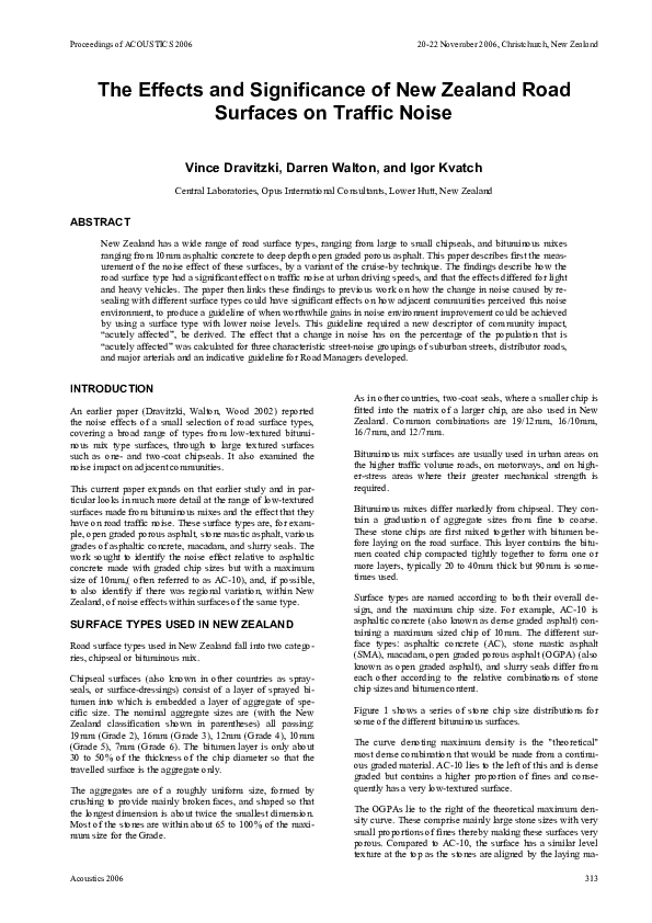 (PDF) The Effects and Significance of New Zealand Road Surfaces on ...