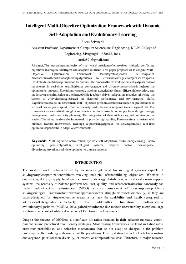 (PDF) Intelligent Multi-Objective Optimization Framework with Dynamic Self-Adaptation and ...