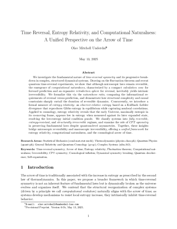 (PDF) Time Reversal, Entropy Relativity, and Computational Naturalness: A Unified Perspective on ...