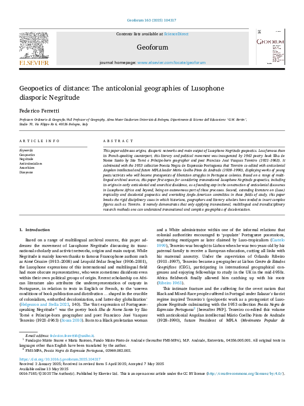 (PDF) F. Ferretti, 2025, “Geopoetics of distance: the anticolonial ...