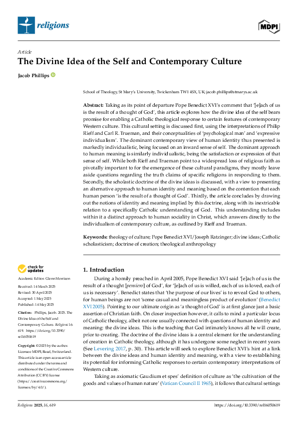 (PDF) The Divine Idea of the Self and Contemporary Culture