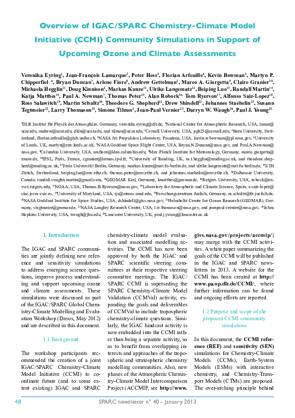 (PDF) Overview of IGAC/SPARC Chemistry-Climate Model Initiative (CCMI ...