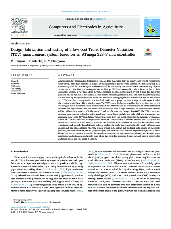 (PDF) Design, fabrication and testing of a low cost Trunk Diameter ...
