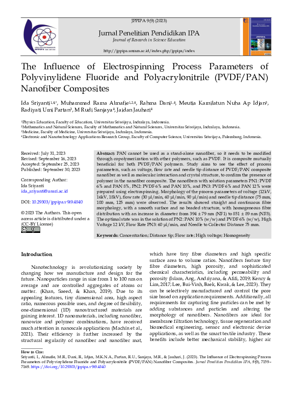 (PDF) Influence of Electrospinning Process Parameters of Polyvinylidene ...