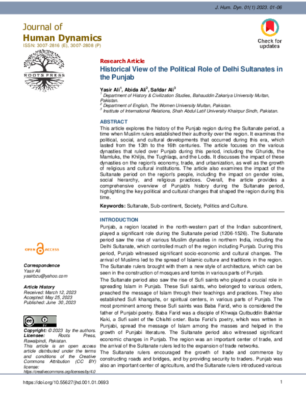 (PDF) Historical View of the Political Role of Delhi Sultanates in the ...