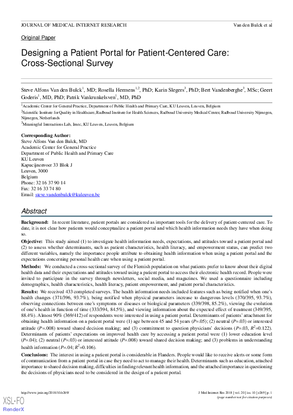 (PDF) Designing a portal to patient-centered care? Let s start with the ...