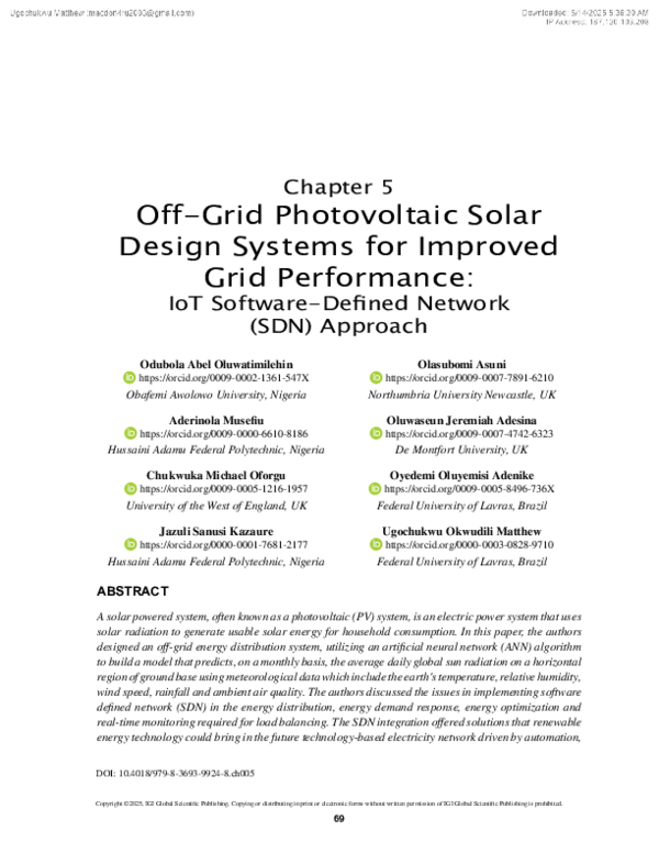 (PDF) Off Grid Photovoltaic Solar Design Systems for Improved Grid ...