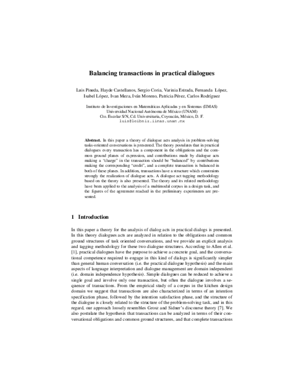 (PDF) Balancing Transactions in Practical Dialogues
