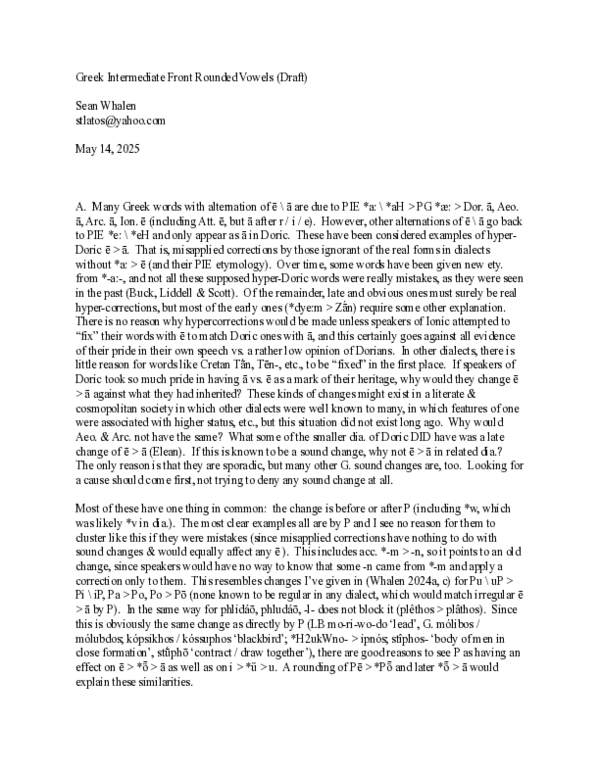 (PDF) Greek Intermediate Front Rounded Vowels (Draft)