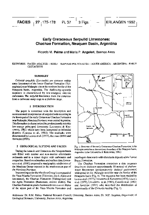 (PDF) Early cretaceous serpulid limestones: Chachao formation, Neuquen ...