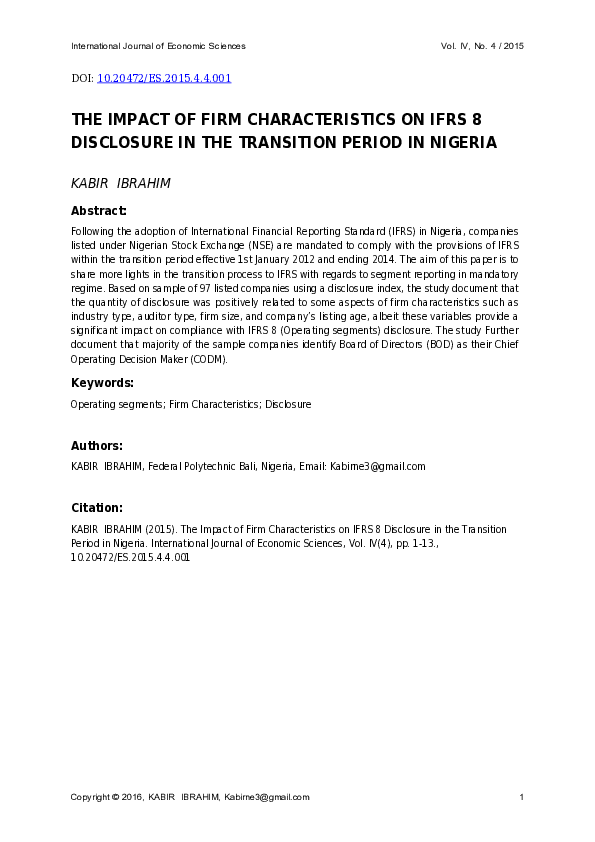 (PDF) The Impact of Firm Characteristics on IFRS 8 Disclosure in the ...
