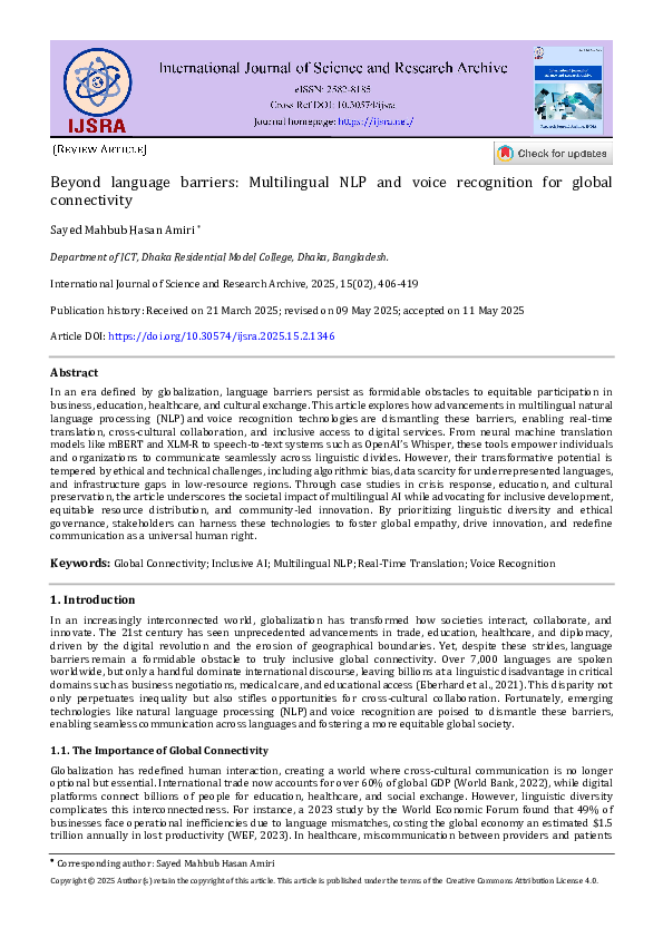 (PDF) Beyond language barriers: Multilingual NLP and voice recognition ...
