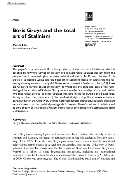 (PDF) Boris Groys and the total art of Stalinism