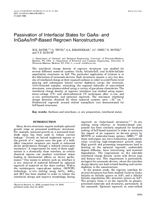 (PDF) Passivation of Interfacial States for GaAs- and InGaAs/InP-Based ...