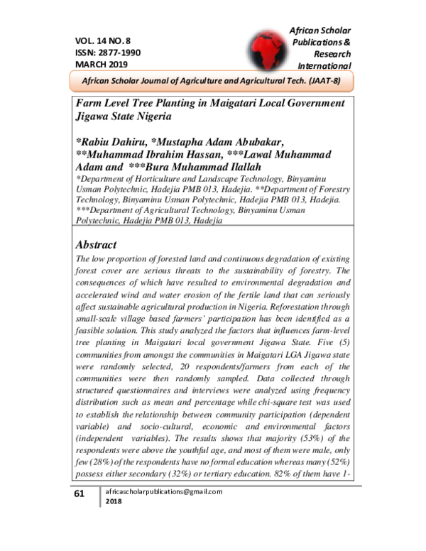(PDF) Farm Level Tree Planting in Maigatari Local Government Jigawa ...