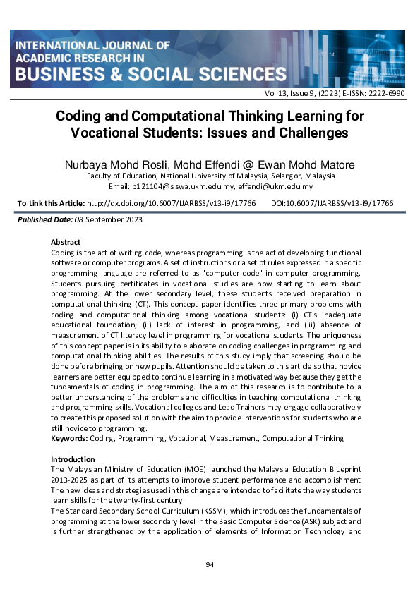 (PDF) Coding and Computational Thinking Learning for Vocational ...