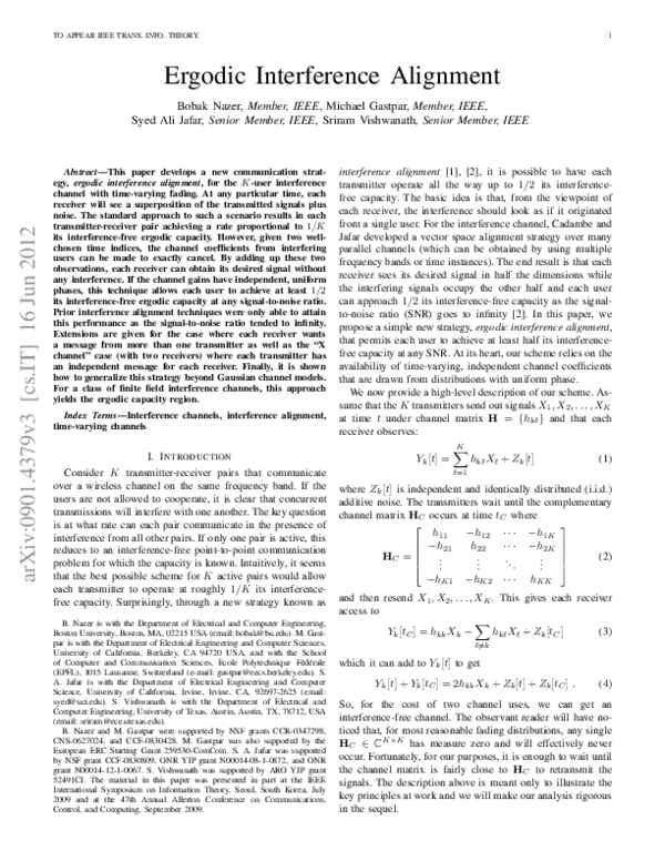 (PDF) Ergodic Interference Alignment