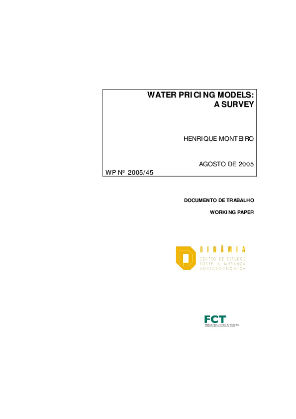 (PDF) Water Pricing Models: a survey