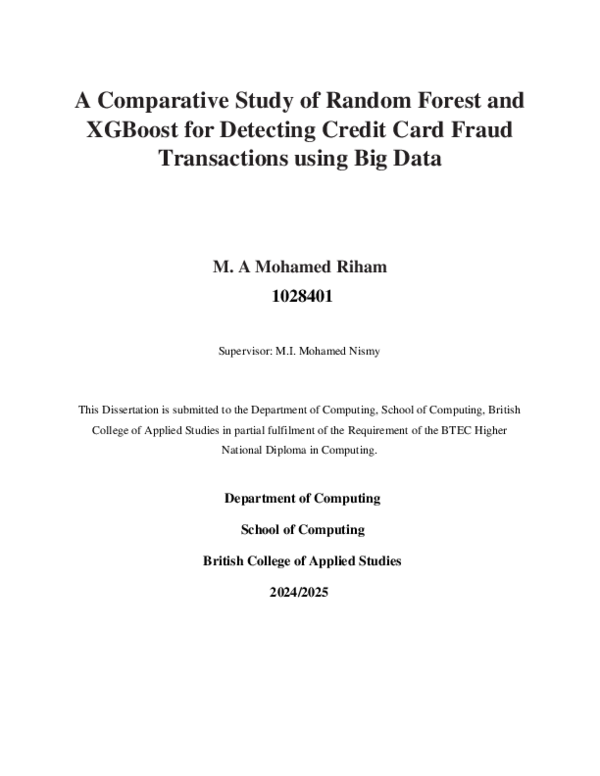 (PDF) A Comparative Study of Random Forest and XGBoost for Detecting Credit Card Fraud ...