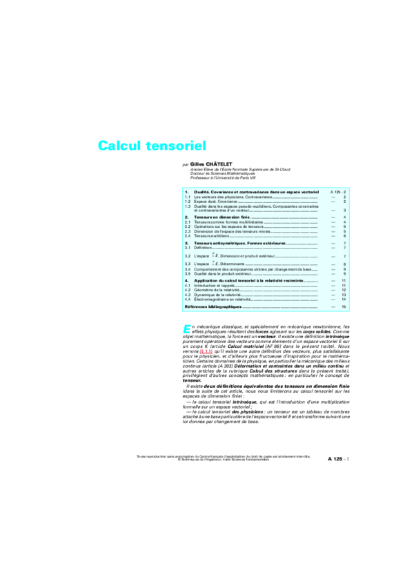 (PDF) calcul tensoriel