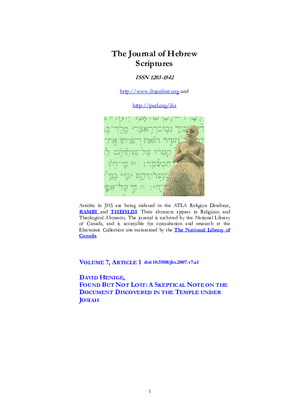 (PDF) Found But Not Lost: A Skeptical Note on the Document Discovered ...