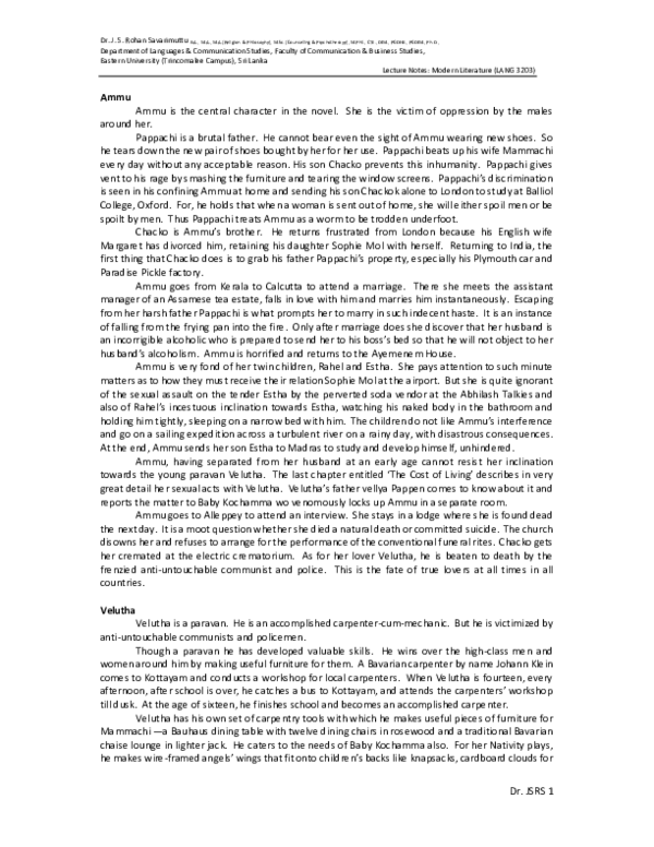 (PDF) The God of Small Things Lecture Notes