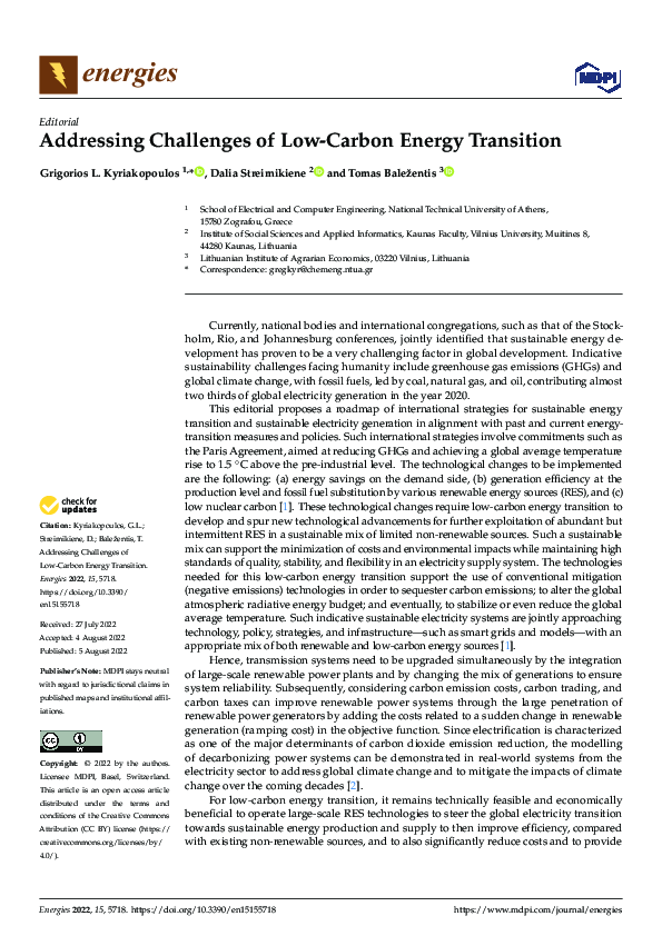 (PDF) Addressing Challenges of Low-Carbon Energy Transition