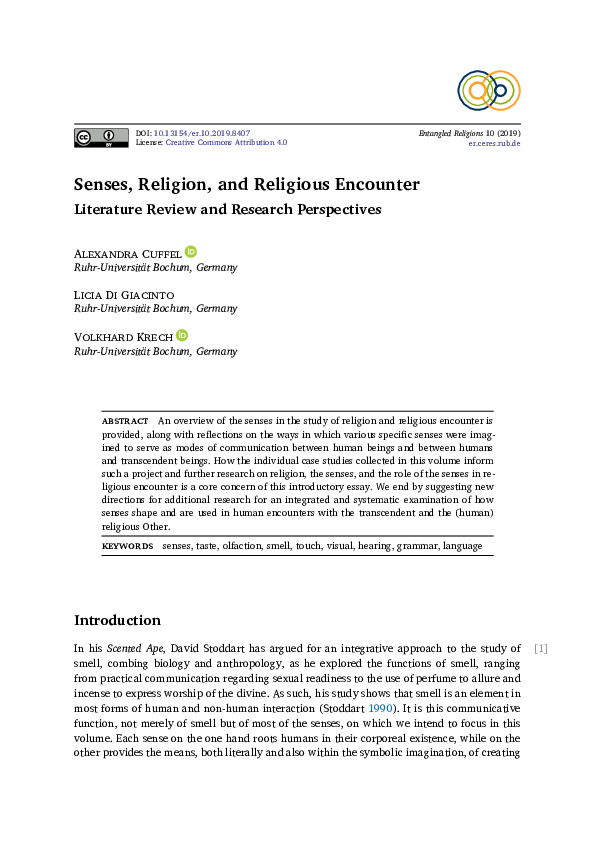 (PDF) Senses, Religion, and Religious Encounter: Literature Review and ...