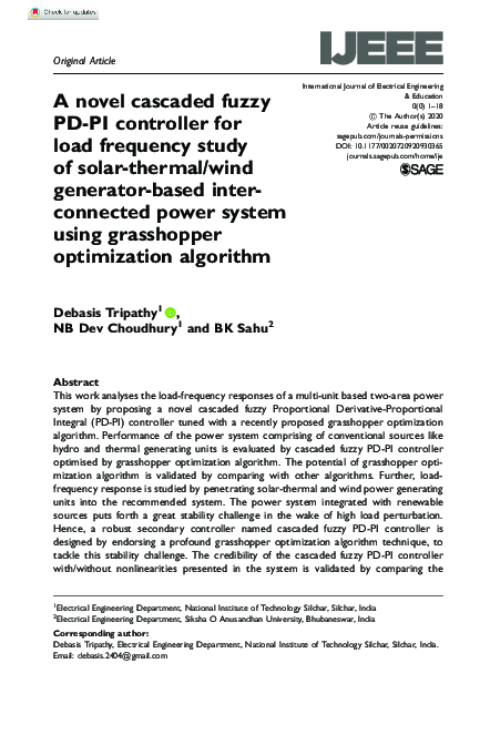 (PDF) A novel cascaded fuzzy PD-PI controller for load frequency study ...