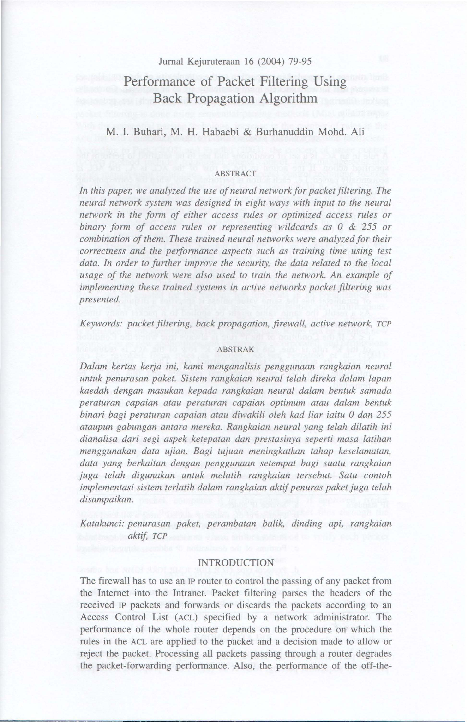 (PDF) Performance of packet filtering using back propagation algorithm
