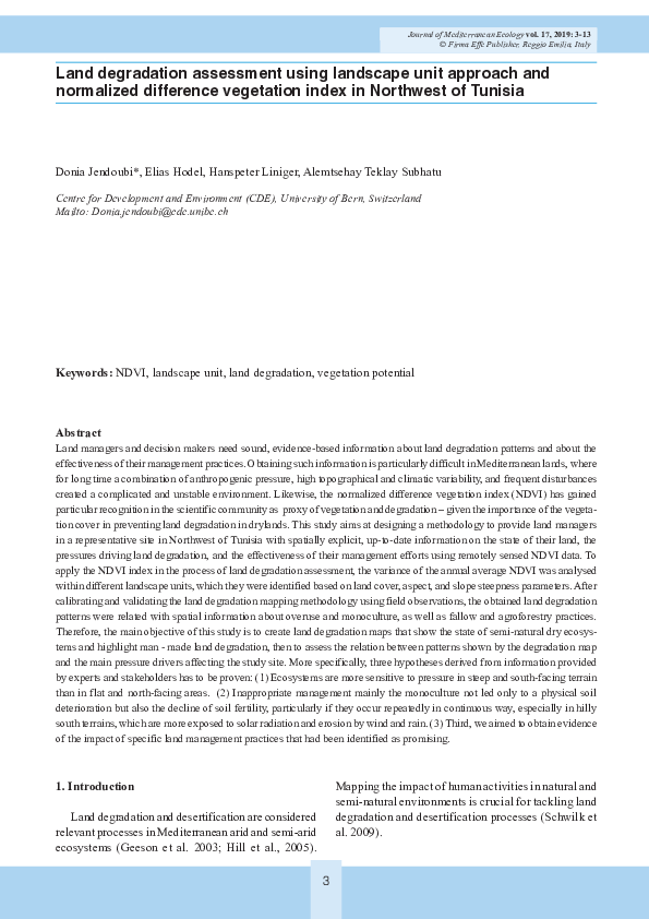 (PDF) Land degradation assessment using landscape unit approach and normalized difference ...