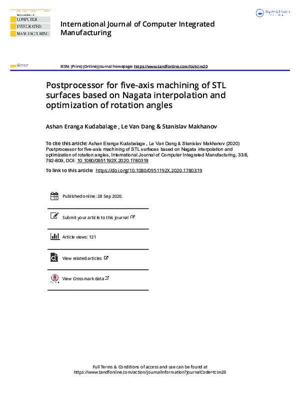 (PDF) Postprocessor for five-axis machining of STL surfaces based on Nagata interpolation and ...