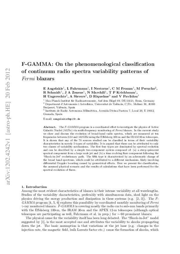(PDF) F-GAMMA: On the phenomenological classification of continuum ...