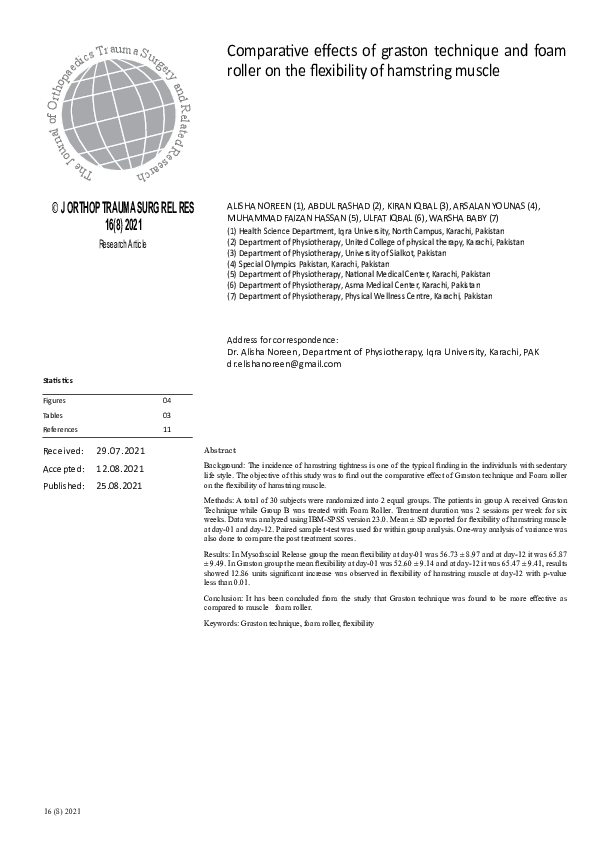 (PDF) Comparative effects of graston technique and foam roller on the ...