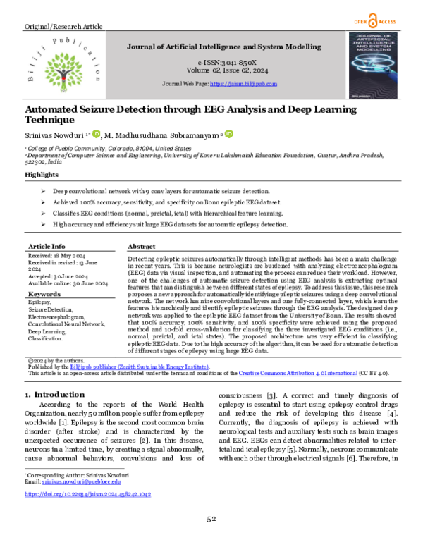 (PDF) Automated Seizure Detection through EEG Analysis and Deep Learning Technique