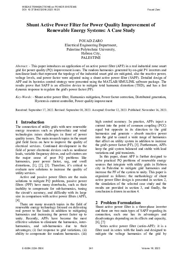 (PDF) Shunt Active Power Filter for Power Quality Improvement of ...