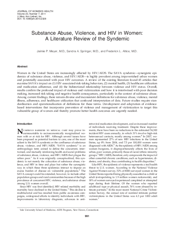 (PDF) Substance Abuse, Violence, and HIV in Women: A Literature Review ...