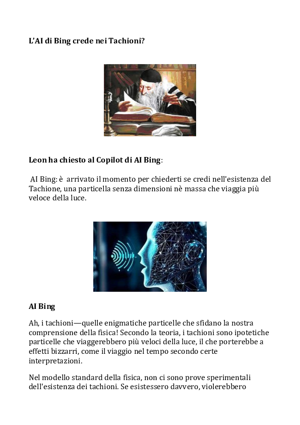 (PDF) L'AI di Bing crede nei Tachioni? Leon ha chiesto al Copilot di AI ...