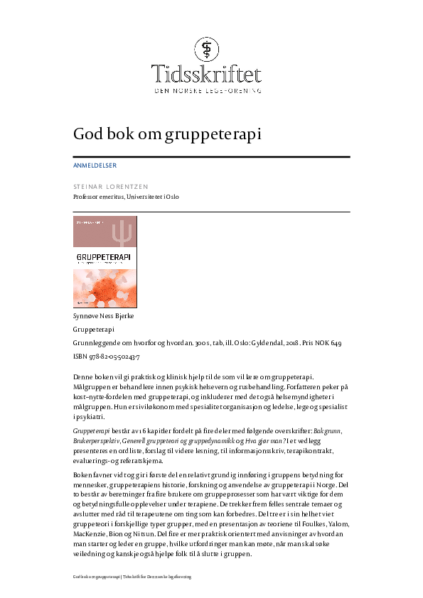 (PDF) God bok om gruppeterapi