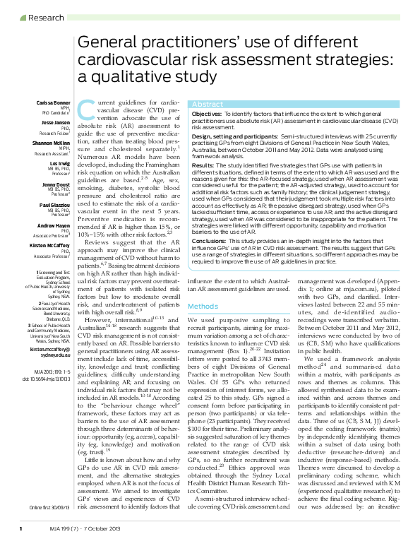(PDF) General practitioners’ use of different cardiovascular risk ...