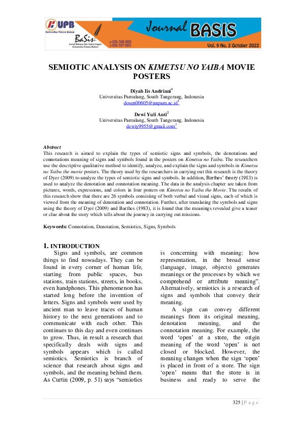 (PDF) Semiotic Analysis on Kimetsu No Yaiba Movie Posters