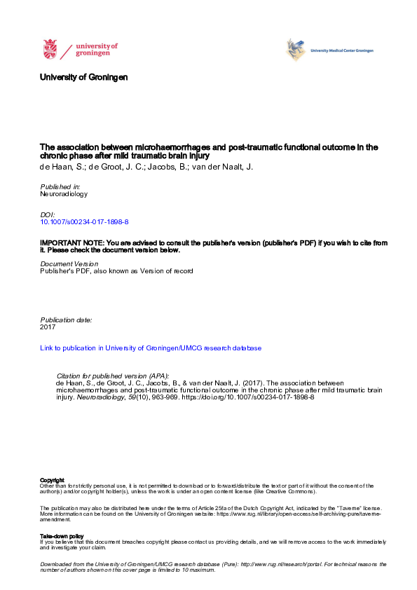 (PDF) The association between microhaemorrhages and post - traumatic ...