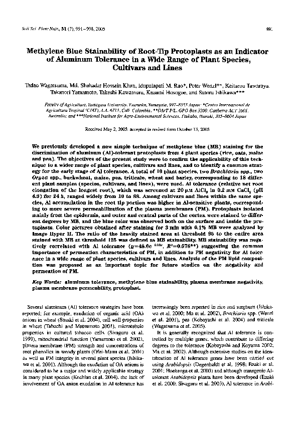 (PDF) Methylene Blue Stainability of Root-Tip Protoplasts as an ...