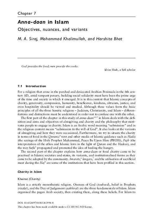 (PDF) Anna-daan in Islam