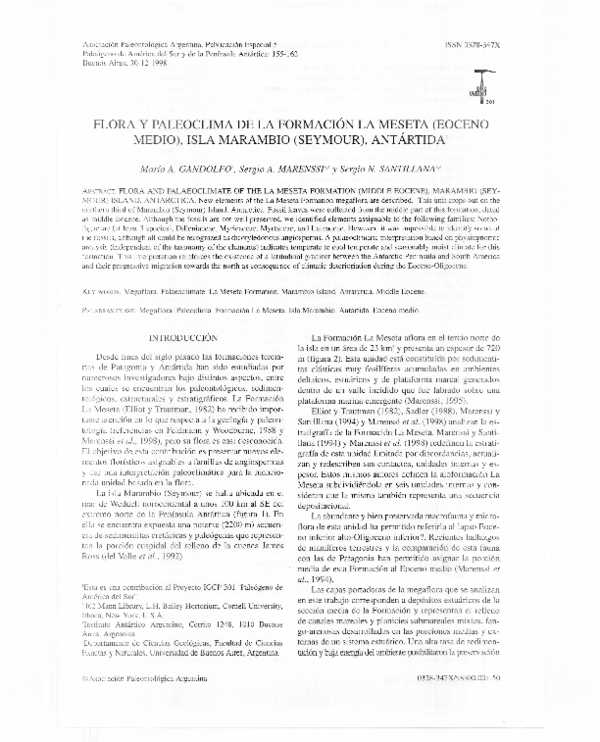 (PDF) Flora y paleoclima de la Formación La Meseta (Eoceno medio), isla ...