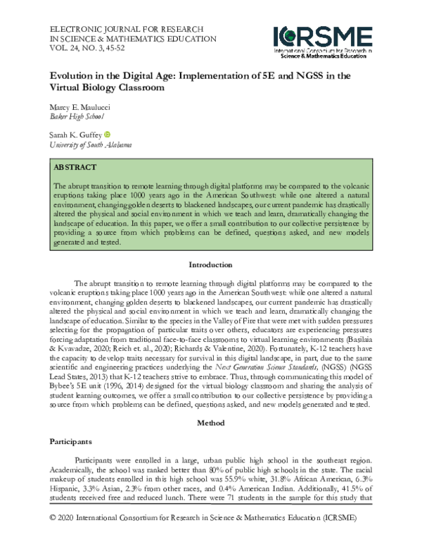 (PDF) Evolution in the Digital Age: Implementation of 5E and NGSS in ...