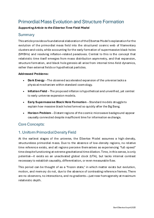 (PDF) Primordial Mass Evolution and Structure Formation