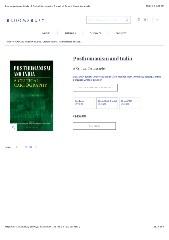 (PDF) Posthumanism and India: A Critical Cartography